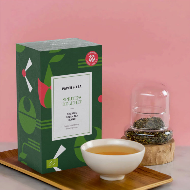 Sprite’s Delight Organic Green Tea Blend with Strawberry & Basil